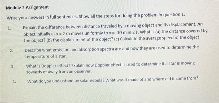 Solved Module 2 Assignment Write your answers in full | Chegg.com