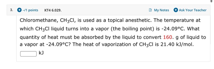 Solved Chloromethane, CH3Cl, is used as a topical | Chegg.com
