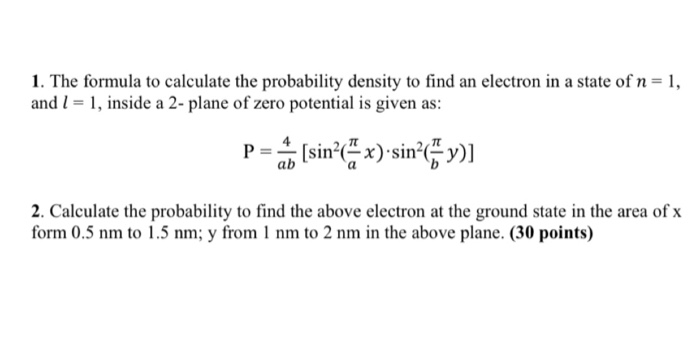 Solved 1. The formula to calculate the probability density | Chegg.com