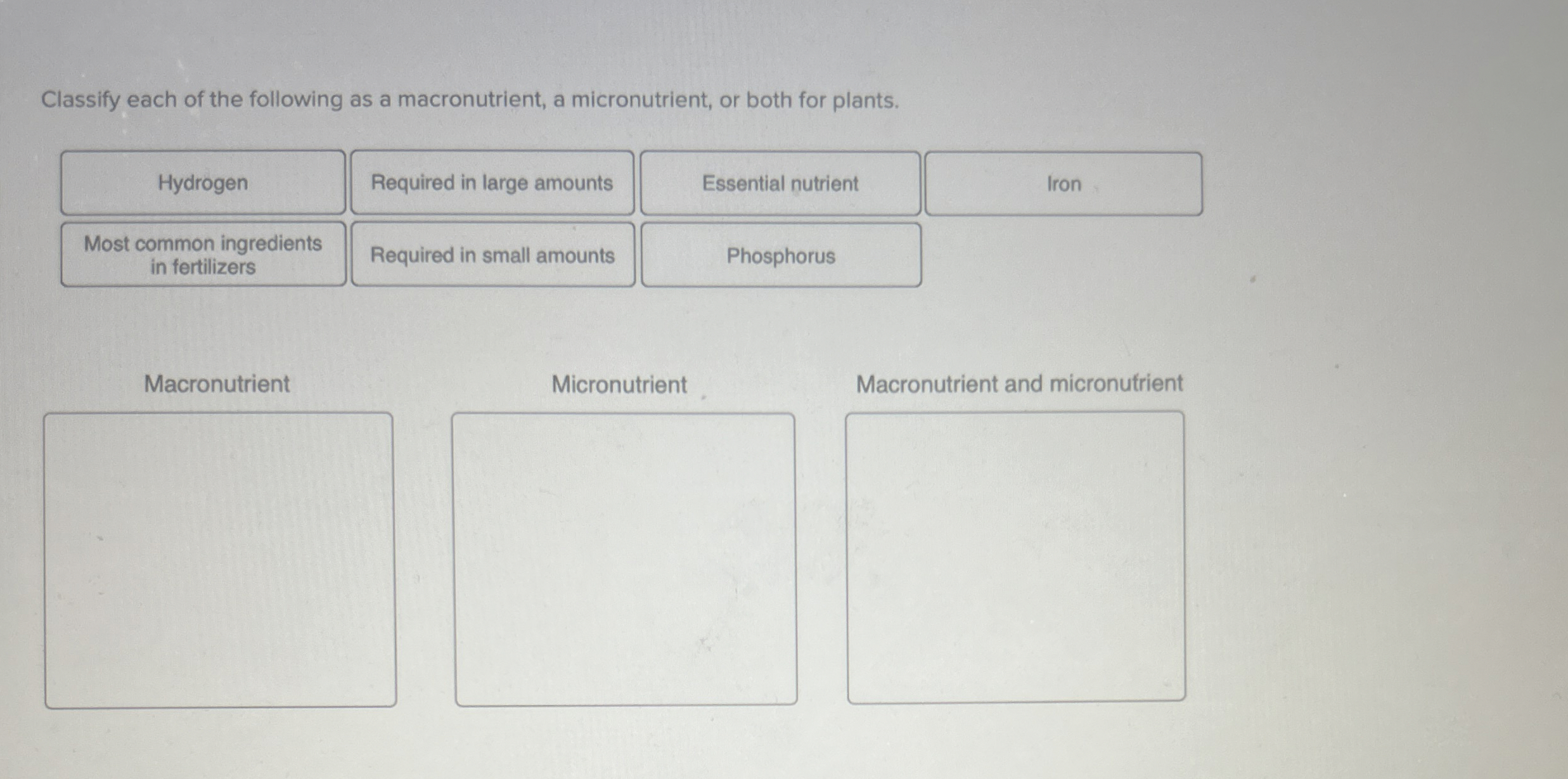 Solved Classify each of the following as a macronutrient, a | Chegg.com