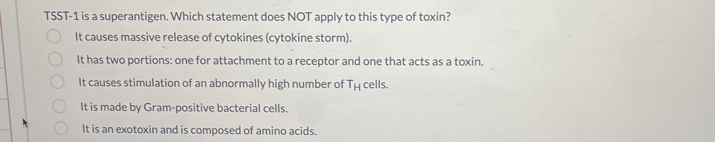 Solved TSST-1 ﻿is a superantigen. Which statement does NOT | Chegg.com