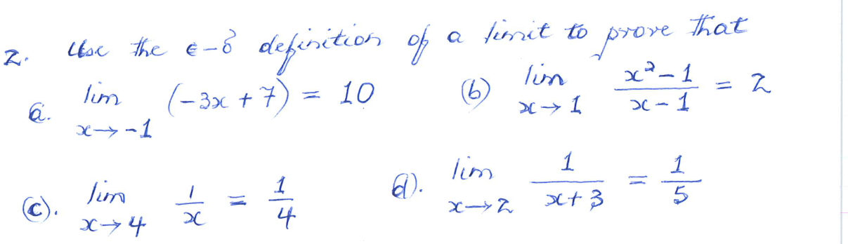 Use the epsilon delta definition of a limit to prove | Chegg.com
