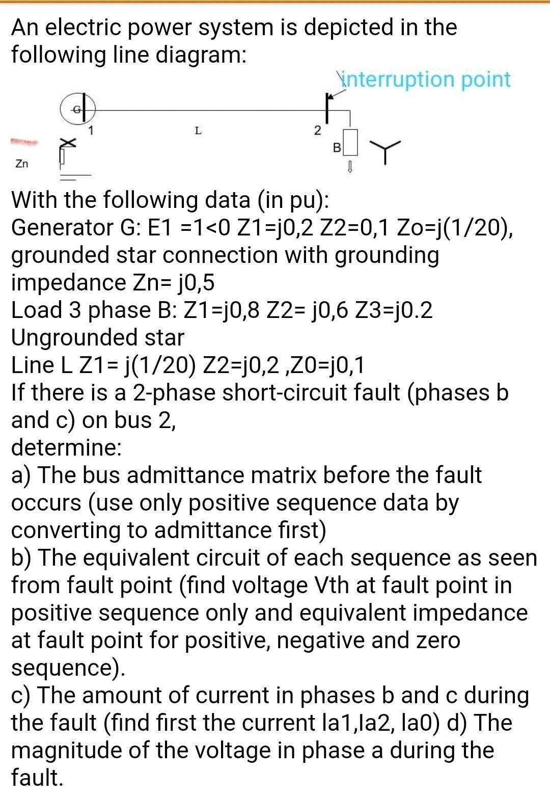 Solved An electric power system is depicted in the following | Chegg.com