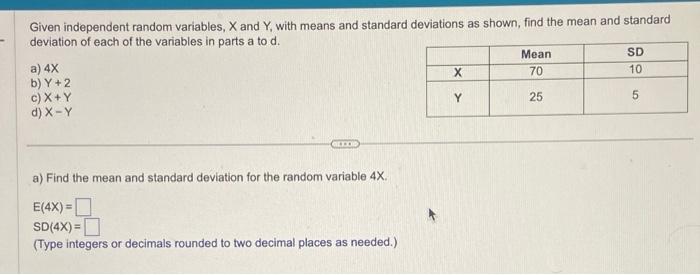 Solved Given independent random variables, X and Y, with | Chegg.com