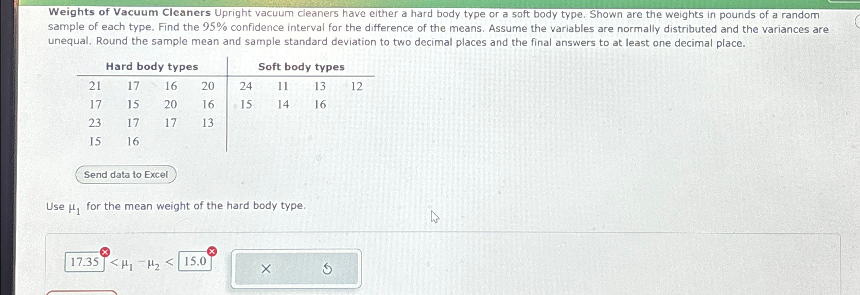 Solved Weights of Vacuum Cleaners Upright vacuum cleaners | Chegg.com