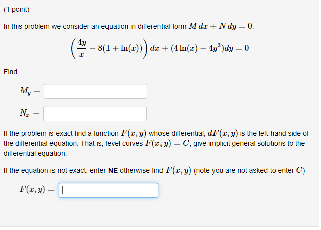 Solved (1 ﻿point)In this problem we consider an equation in | Chegg.com