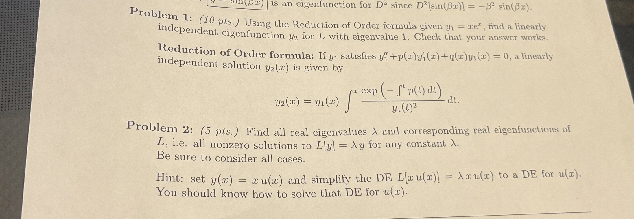 Solved ( x ) ﻿is an eigenfunction for D2 ﻿since | Chegg.com