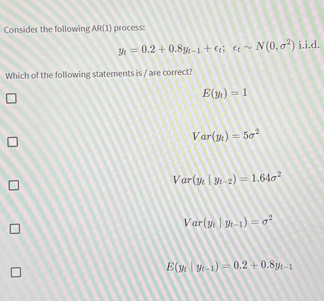 Solved Consider the following AR(1) | Chegg.com