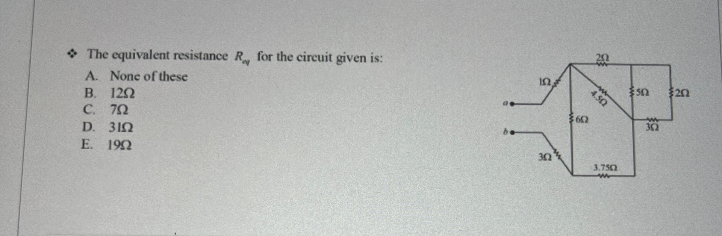 Solved The equivalent resistance Req ﻿for the circuit given | Chegg.com