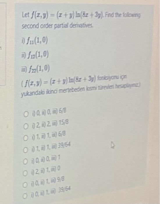 Solved 7 Let F Z Y Z Y In 8z 3y Find The Following