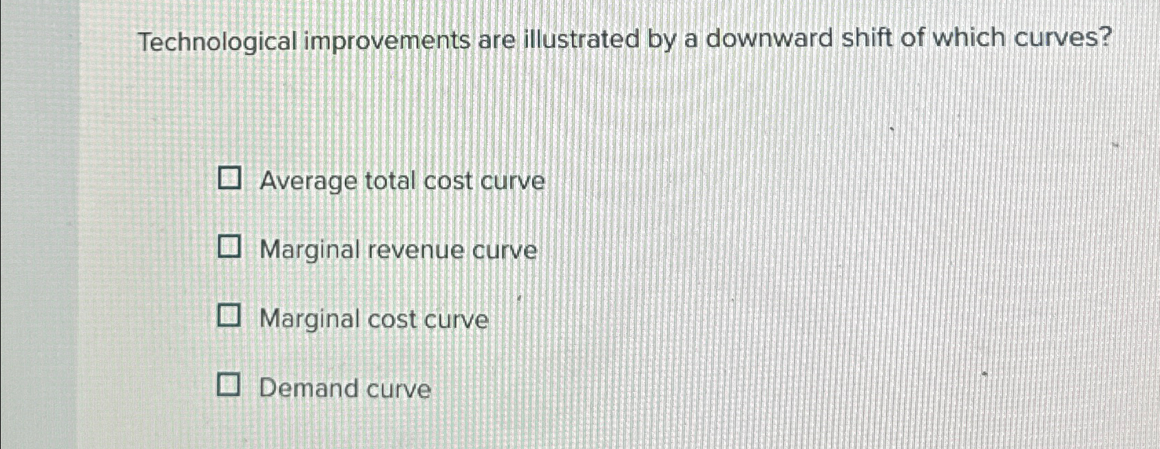 Solved Technological improvements are illustrated by a | Chegg.com