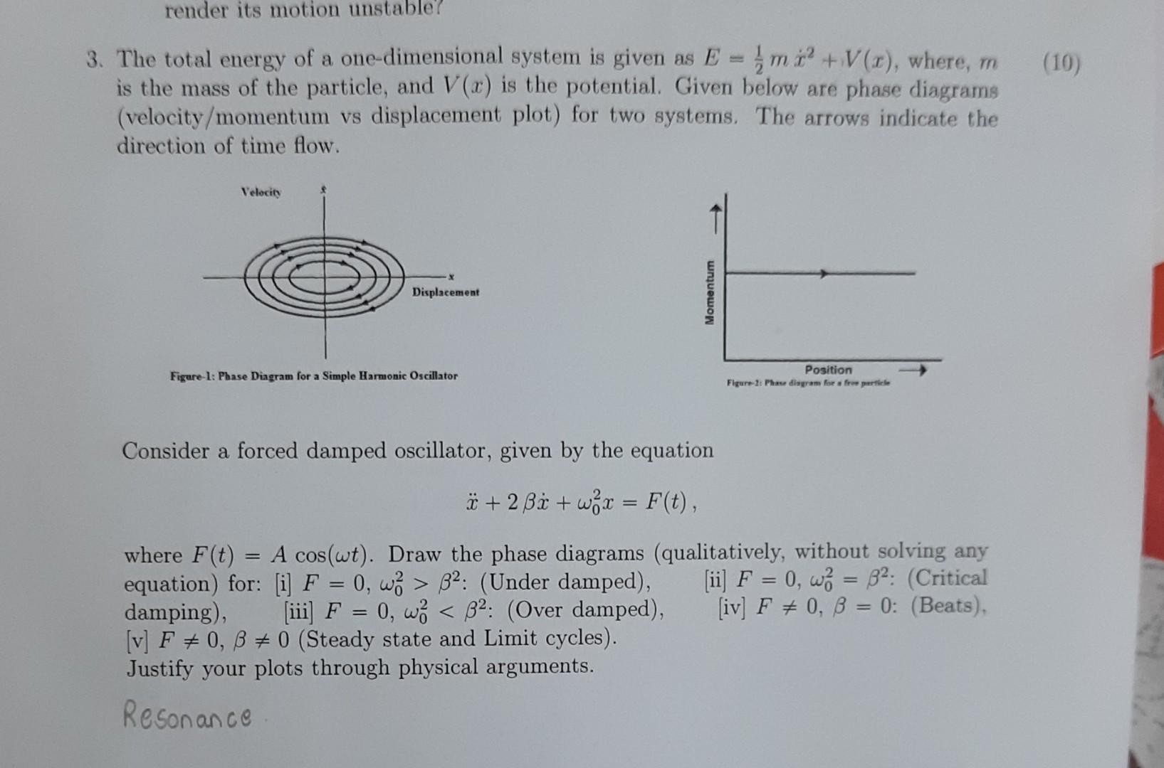 3. The total energy of a one-dimensional system is | Chegg.com