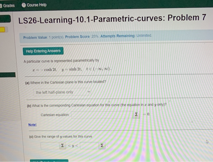 Solved LS26-Learning-10.1-Parametric-curves: Problem 11 | Chegg.com