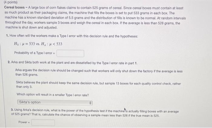Solved Cereal boxes A large box of corn flakes claims to | Chegg.com