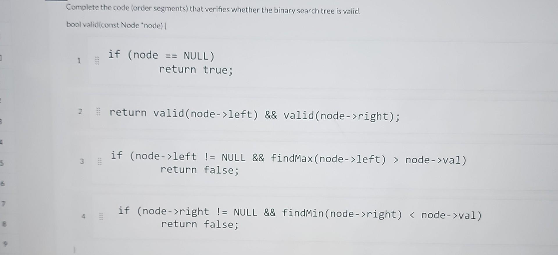 Solved Complete the code (order segments) that verifies | Chegg.com