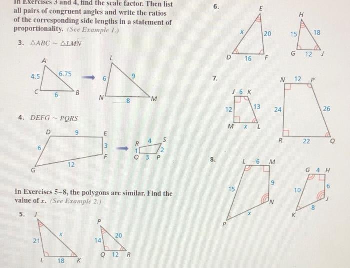 Solved 6. E H Exercises 3 and 4, find the scale factor. Then | Chegg.com