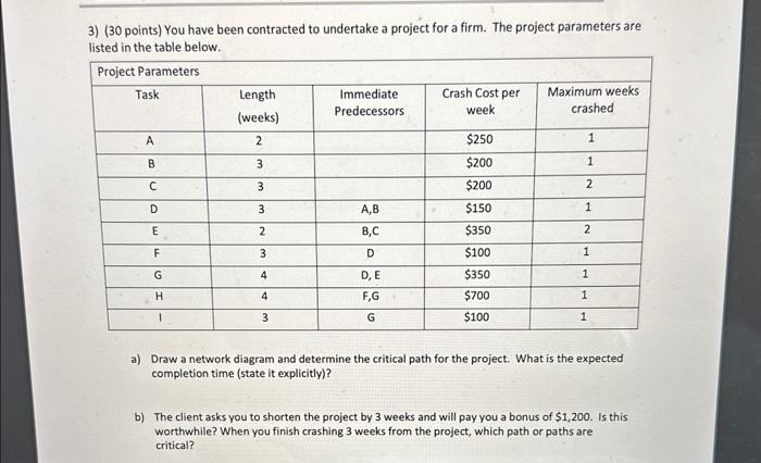 Solved 3) (30 points) You have been contracted to undertake | Chegg.com