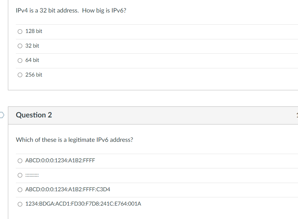 Solved IPv4 is a 32 bit address. How big is IPv6? 128 bit 32 | Chegg.com