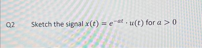 Solved Q2 Sketch the signal x(t) = e-at. u(t) for a > 0 | Chegg.com