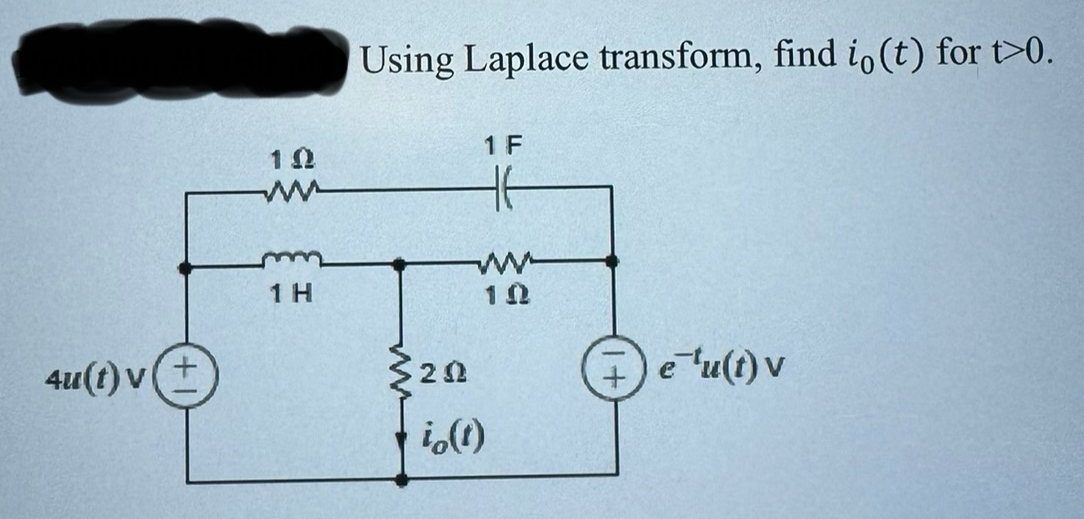 Solved Using Laplace transform, find i0(t) ﻿for t>0. | Chegg.com