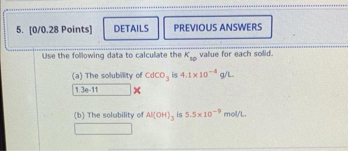 Solved Use the following data to calculate the Ksp value | Chegg.com