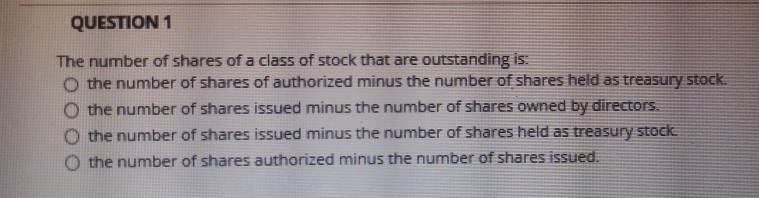 Solved QUESTION 1 The number of shares of a class of stock | Chegg.com