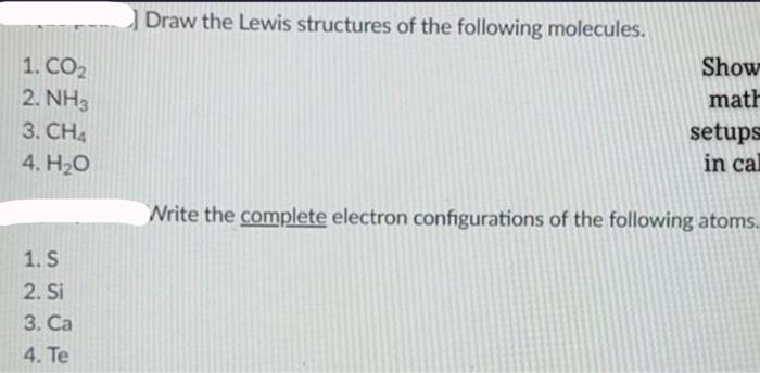 Solved Draw the Lewis structures of the following molecules. | Chegg.com