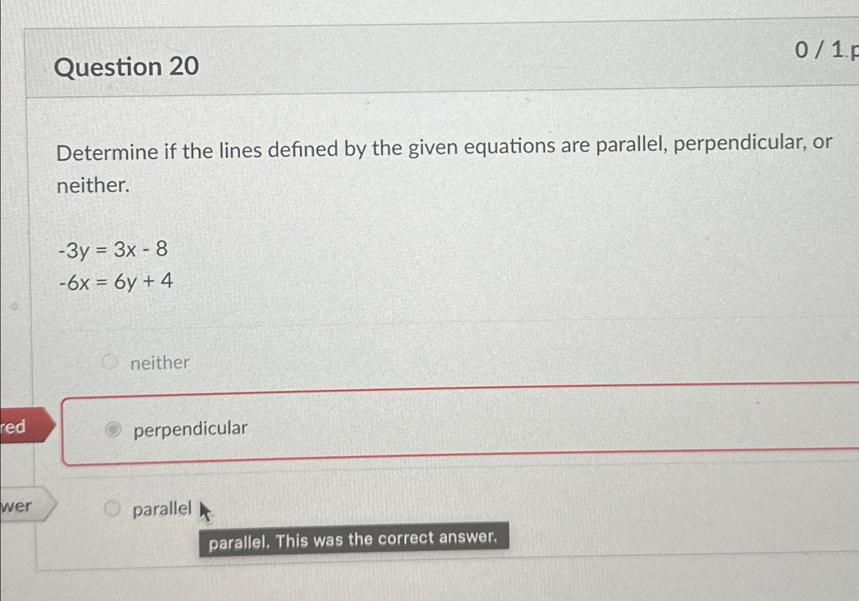 Solved Question 20Determine if the lines defined by the | Chegg.com