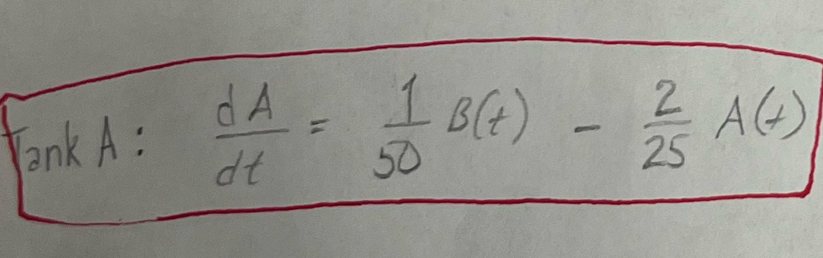 Solved Tank A: dAdt=150B(t)-225A(t)Find the integral of | Chegg.com