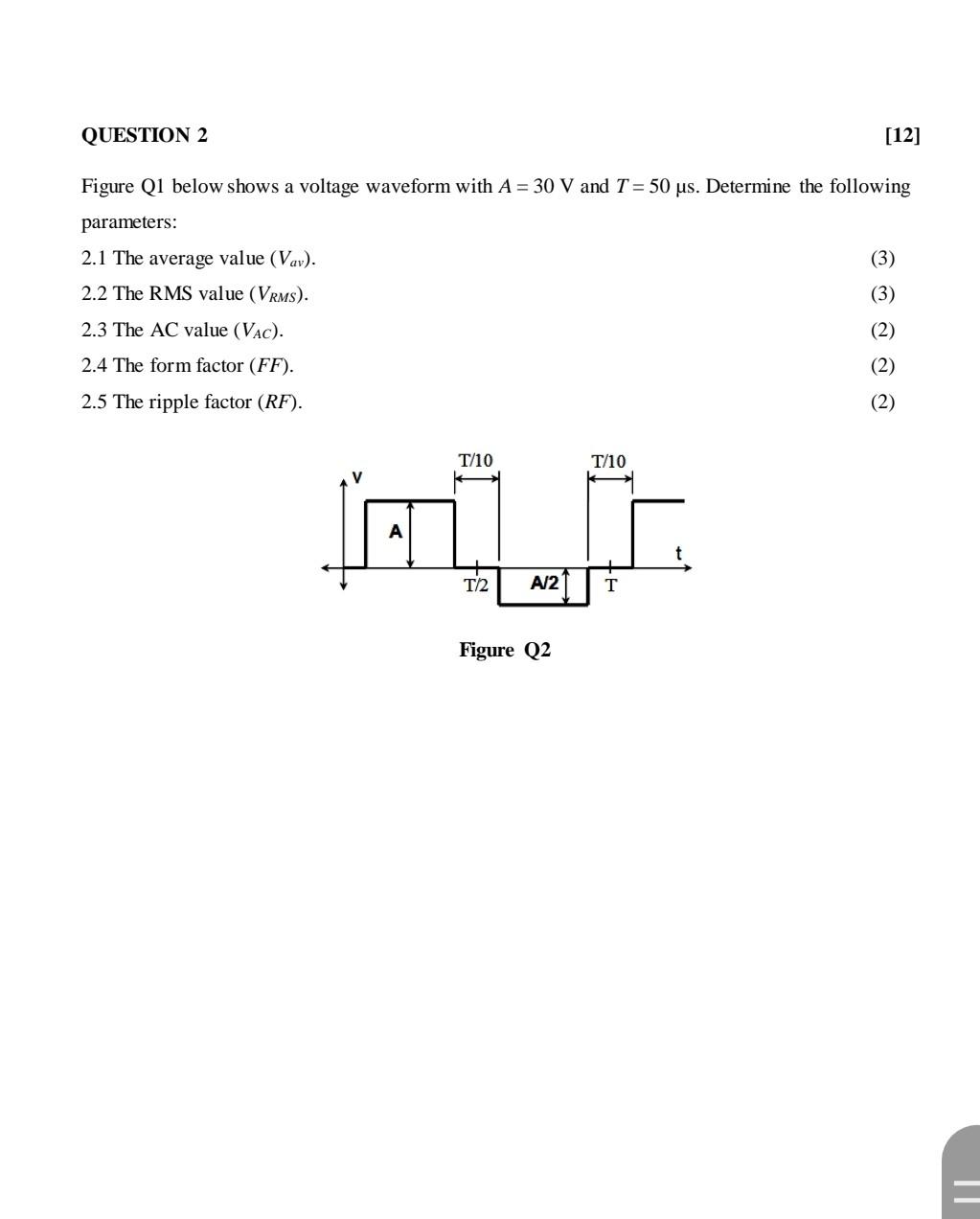 Solved Figure Q1 below shows a voltage waveform with \\( | Chegg.com