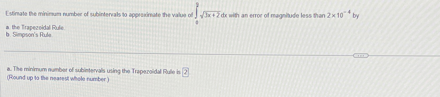 Solved Estimate The Minimum Number Of Subintervals To