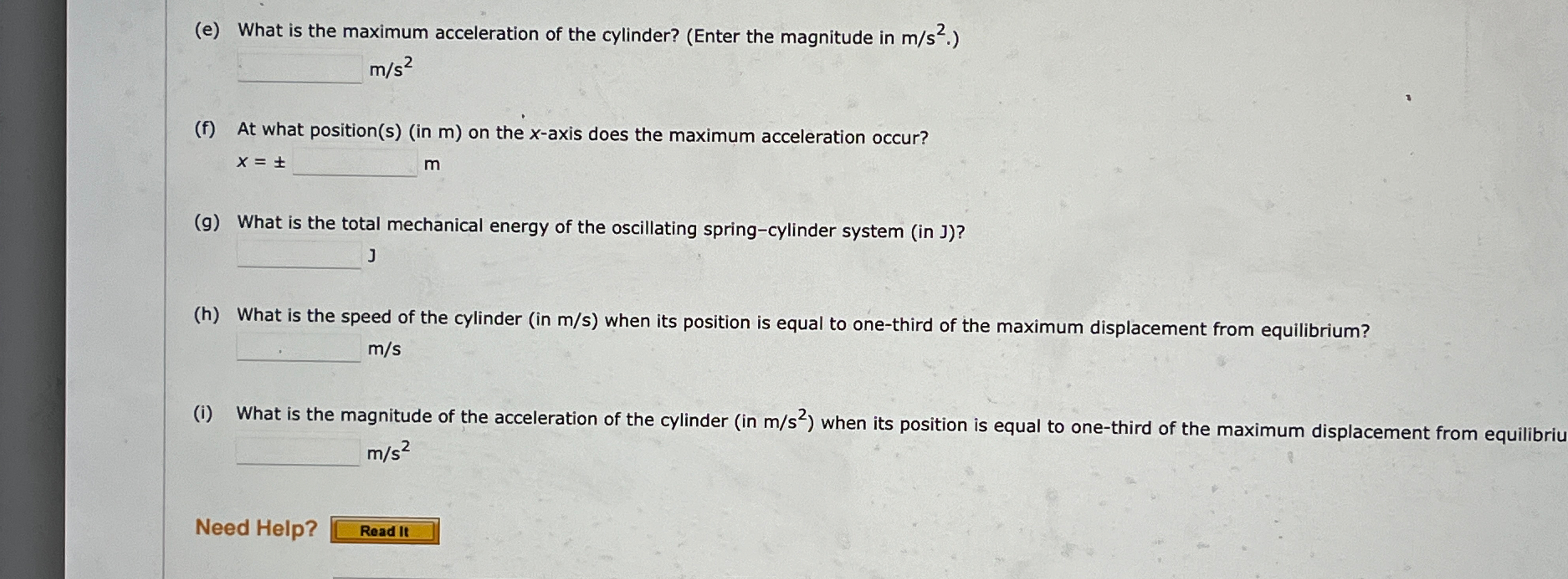 Solved (e) ﻿What is the maximum acceleration of the | Chegg.com