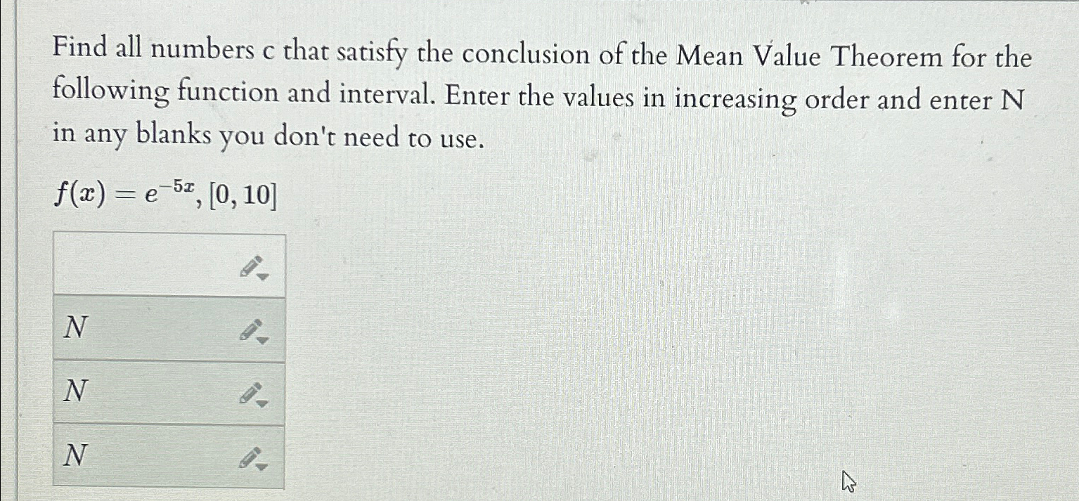 Solved Find all numbers c ﻿that satisfy the conclusion of | Chegg.com