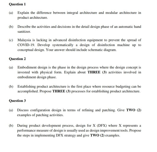 Solved Question 1 (a) Explain the difference between | Chegg.com