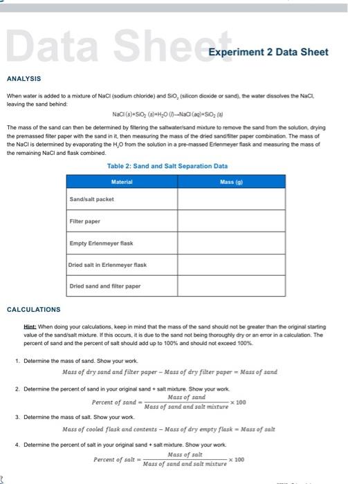 Solved When water is added to a mixture of NaCl (sodium | Chegg.com
