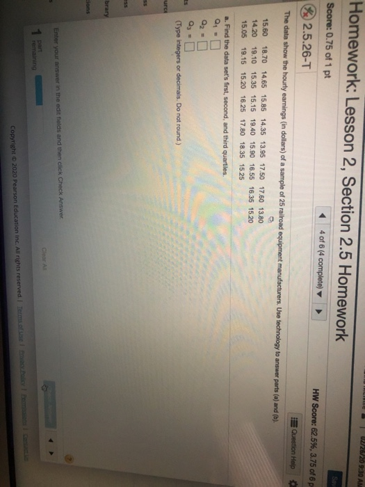 Solved 02/26/20 9:30 AM Homework: Lesson 2, Section 2.5 | Chegg.com