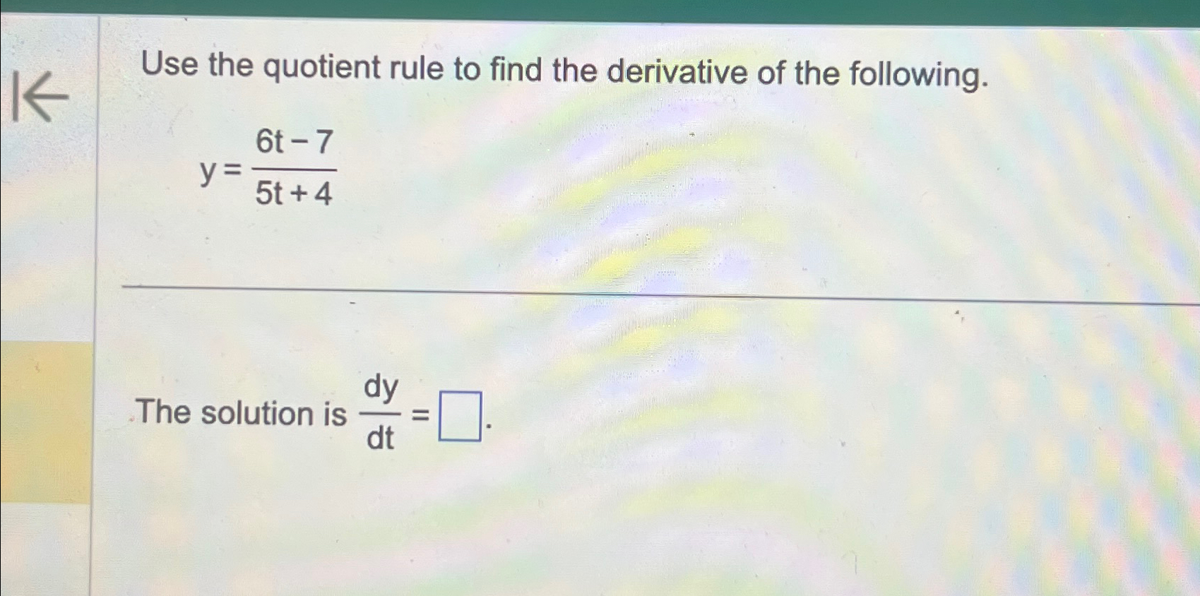 Solved Use the quotient rule to find the derivative of the | Chegg.com