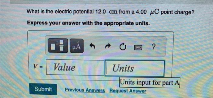 Solved What is the electric potential 12.0 cm from a 4.00μC | Chegg.com
