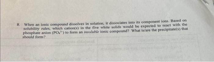 Solved 8. When an ionic compound dissolves in solution, it | Chegg.com