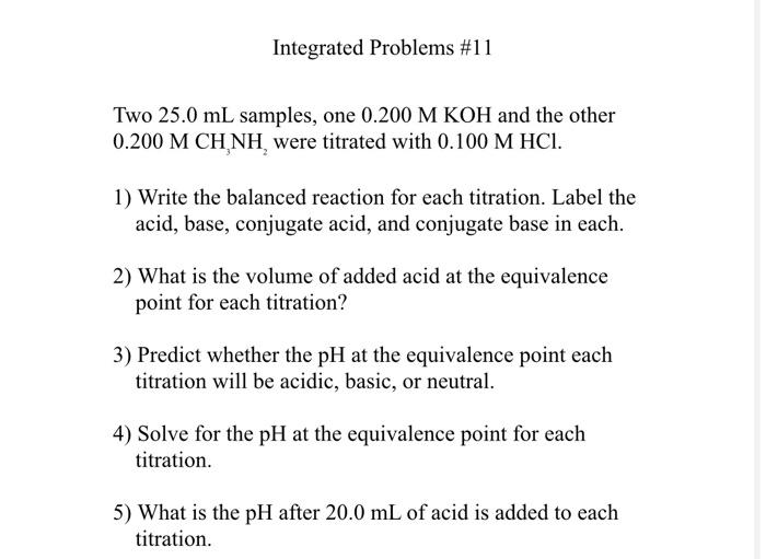 Solved Two 25.0 mL samples, one 0.200MKOH and the other | Chegg.com
