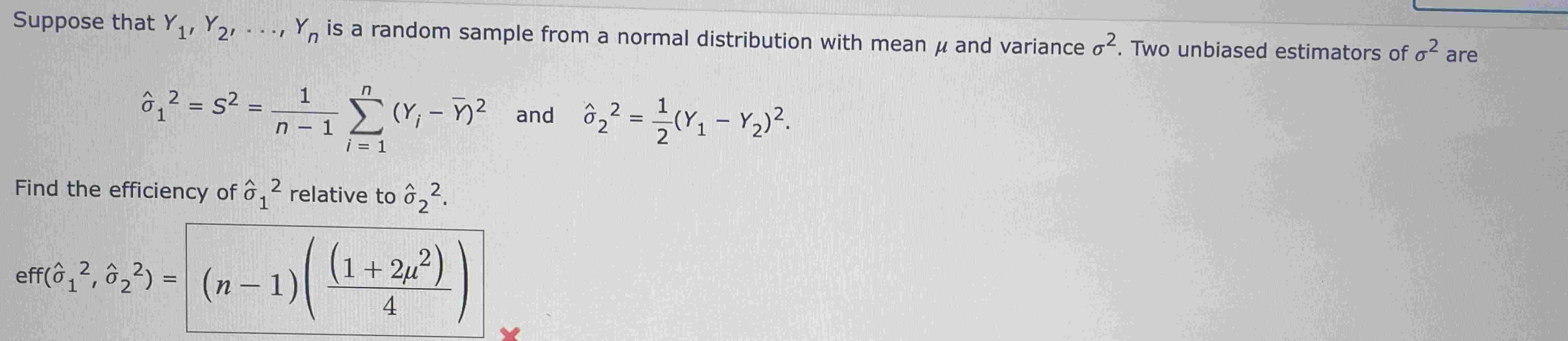 Solved Suppose that Y1,Y2,dots,Yn ﻿is a random sample from a | Chegg.com