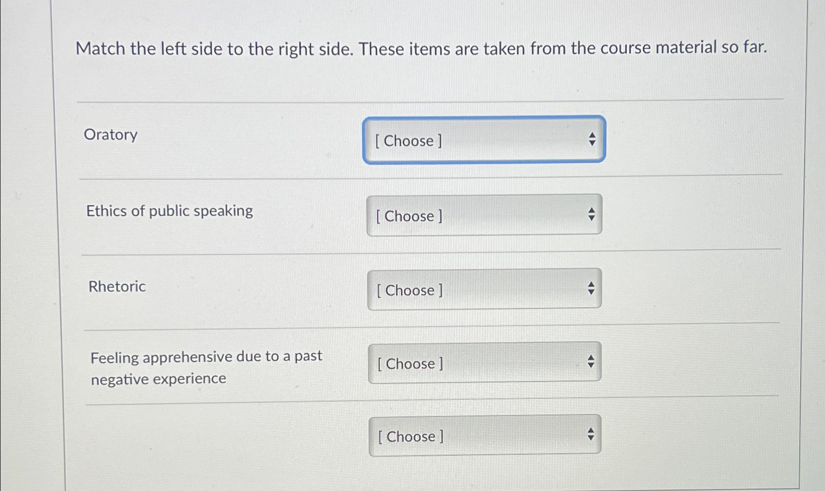 Solved Match the left side to the right side. These items | Chegg.com