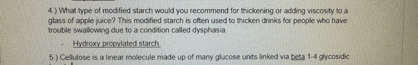 Solved Is this hydroxypropylated starch or OSA starches? | Chegg.com