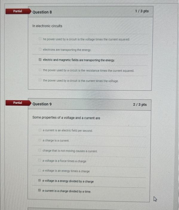 Solved Question 8 1/3pts In electronic circuits he power | Chegg.com