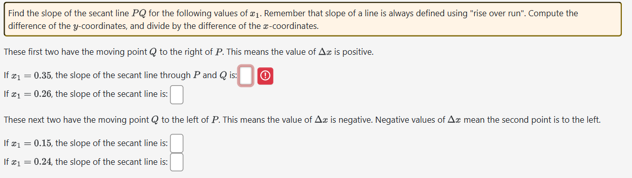 Solved Find the slope of ﻿the secant line PQ ﻿for the | Chegg.com