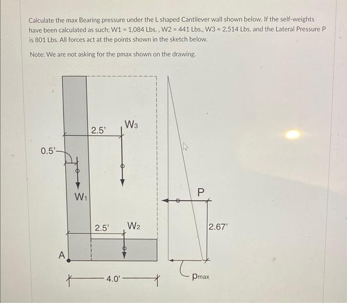 Solved Calculate the max Bearing pressure under the L shaped | Chegg.com