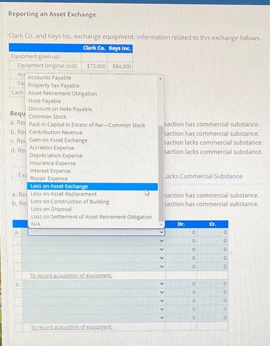 Solved help me solve for reporting an asset exchange. i | Chegg.com