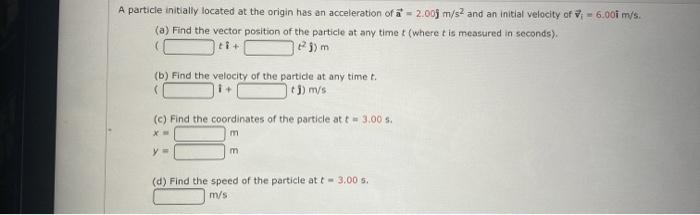 Solved A particle initially located at the origin has an | Chegg.com