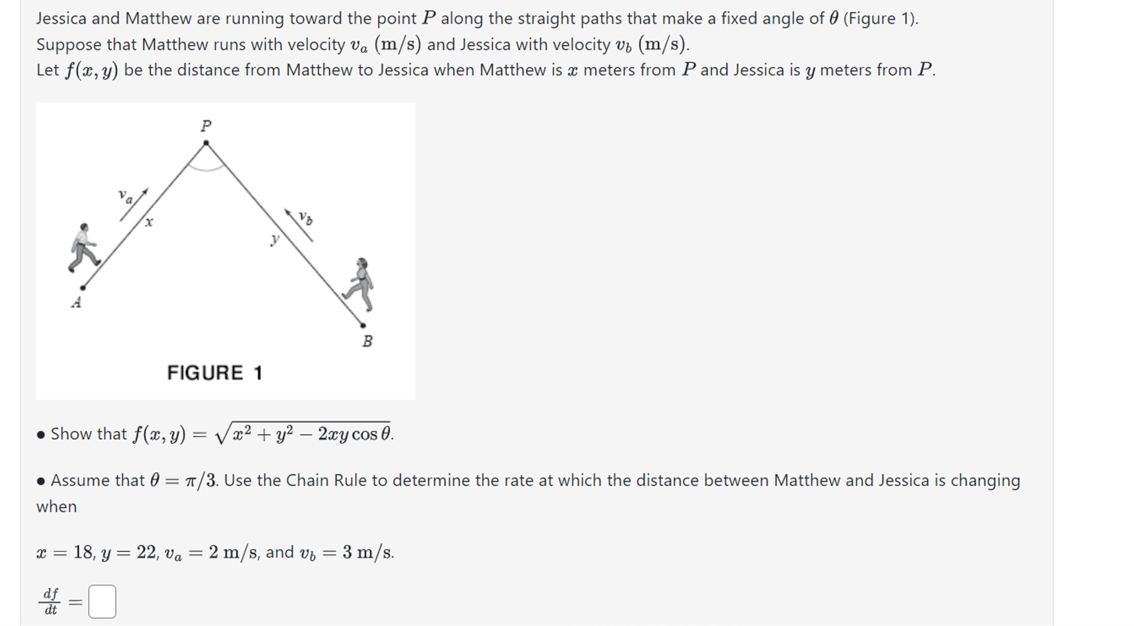 Solved Jessica and Matthew are running toward the point P | Chegg.com
