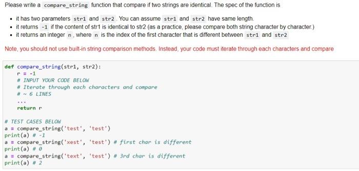 Solved solve jn python. do NOT use any built in string | Chegg.com